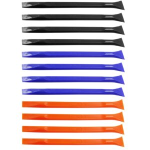 moicstiy 12pcs plastic scraper cleaning tool non-scratch carbon fiber multi-purpose stiff scraper pen-shaped scraper tool for paint, stickers label, food, tight spaces, crevices (black & blue)