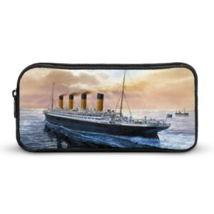 retro titanic famous old historic pencil pen case portable large capacity pen pouch stationery organizer makeup bag with zip