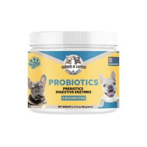 dog probiotics, cat probiotics, probiotics for dogs, probiotics for cat, 5 billion cfus + prebiotics + digestive enzymes for digestive health & immune support, skin & coat, dog probiotic, 90 grams