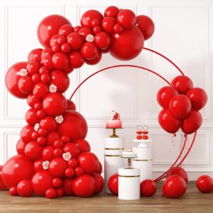 rubfac gender reveal red balloons, different sizes 105pcs 5/10/12/18 inches for garland arch, premium party latex balloons for birthday wedding valentines day baby shower graduation party decoration