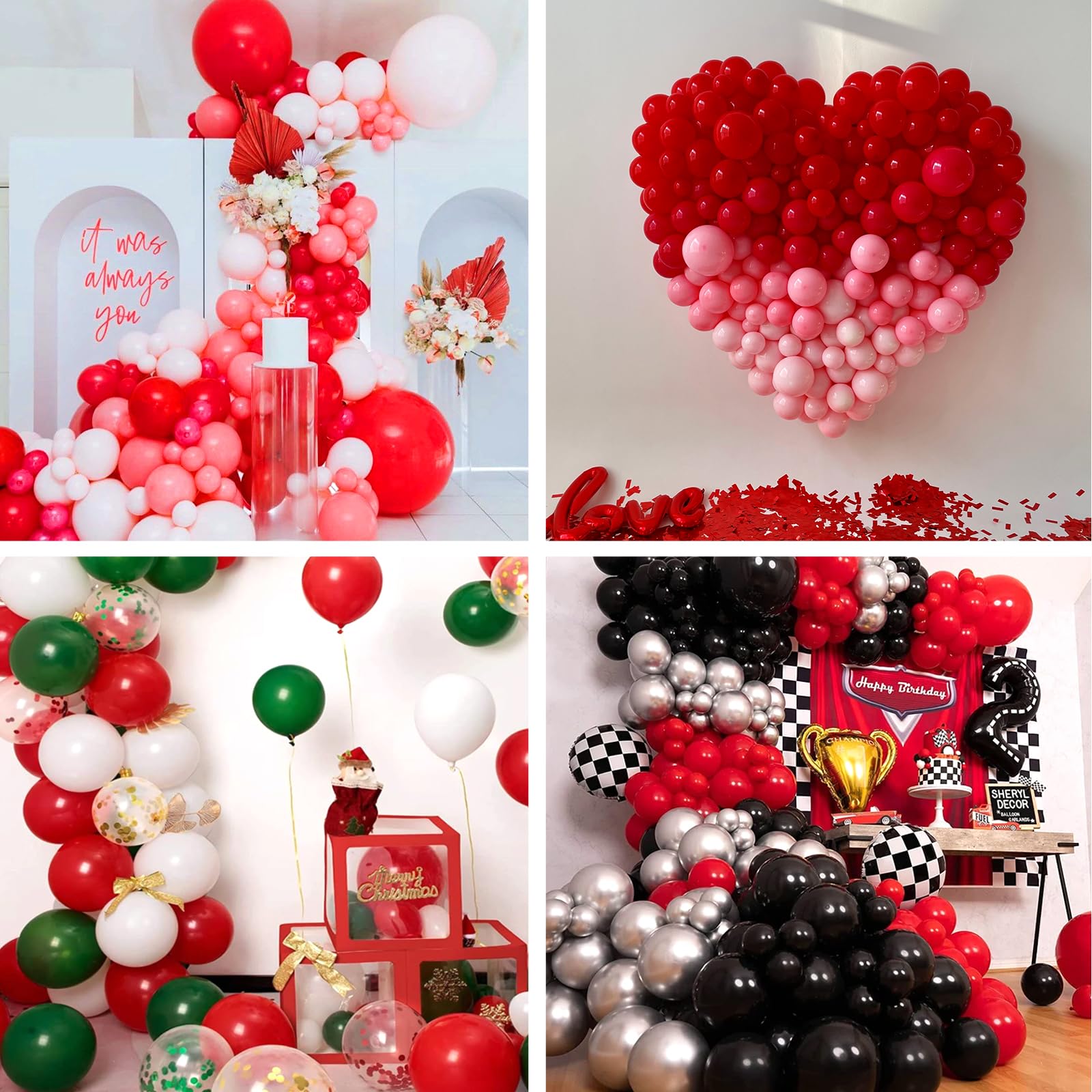 RUBFAC Gender Reveal Red Balloons, Different Sizes 105pcs 5/10/12/18 Inches for Garland Arch, Premium Party Latex Balloons for Birthday Wedding Valentines Day Baby Shower Graduation Party Decoration