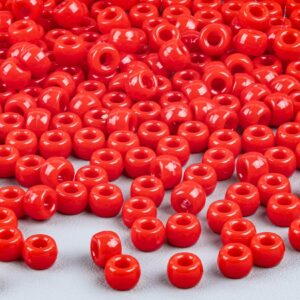 sukh 1000+ pcs pony beads - pony beads bulk 6x9mm red color pony beads for bracelets making necklace hair beads braids key chain making plastic beads diy project crafts ornaments decorations