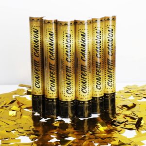 tke omni 12 inch confetti cannons (6 pack) – gold mylar confetti poppers - air powered party poppers confetti shooters for birthday, wedding, graduation, christmas, new year celebrations