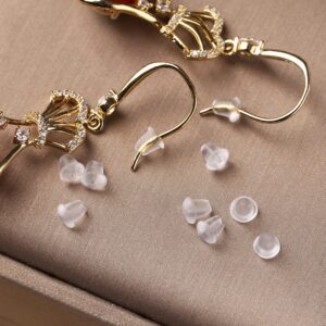 Rubber Earring Backs Soft Clear Earring Backings for Studs Hypoallergenic Silicone Earrings Backs Stopper Replacement for Women (100 Pcs)