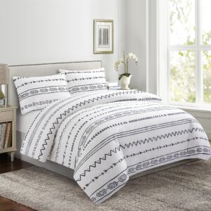 marina decoration ultra soft silky zipper rich printed rayon derived from bamboo all season 2 pieces duvet cover set with 1 pillowcase, simplify modern geometric pattern twin/single size