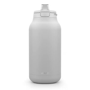 ello hydra 64oz half gallon vacuum insulated stainless steel jug with locking, leak-proof lid and soft silicone straw, metal reusable water bottle, keeps cold all day, grey