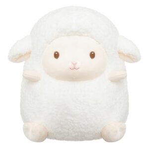 weigedu 14 inches adorable white sheep stuffed animal - soft lamb plush toy pillow with embroidered eyes, fluffy cushion for kids, babies, birthday, easter, and bedtime gifts