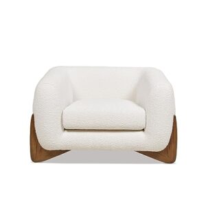 jennifer taylor home alpine 43.5" white boucle modern scandinavian minimalist round arm sherpa living room arm chair