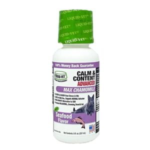 liquid-vet by reliant health brands feline calm & content advanced formula, 8oz, seafood flavor