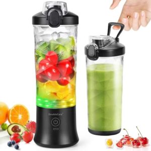 20 oz portable blender for shakes and smoothies,4000mah electric juicer, 270w motor smoothie blender with bpa-free & ip67 waterproof, usb fresh juice blender with 2 mixing modes for travel, gym, black