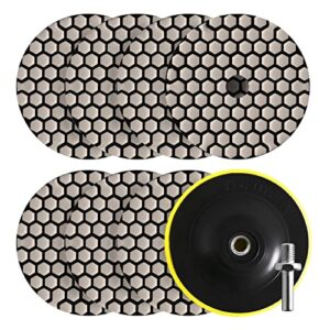 imetrx 8pack diamond polishing pads 4 inch dry (7pcs, grits 50#-2000#) and backer pad (1set) concrete diamond sanding discs marble granite stone polishing kit