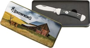 browning vintage whitetail folding knife w/gift tin