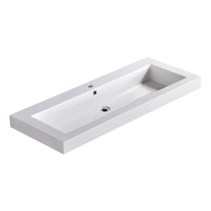 dowell long topmount single bathroom vanity basin - white resin, 48 x 18