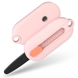 Safe-X Box Cutter Retractable Cute Mini Replaceable Blade Cardboard Cutter Safety Box Opener Tool Perfect for DIY,Work (pink)