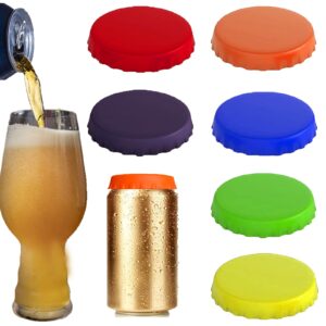 silicone soda can lids - 6 pack beer coke can covers spill-proof food grade can tops for soda beverage energy drinks, 2.1" standard can saver pop stop, christmas gifts