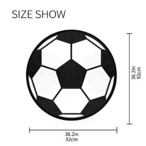 Soccer Rug Round Football Round Area Rug Carpet Floor Chair Mat for Bedroom 3ft