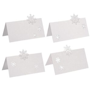 uuyyeo 48 pcs snowflake table cards christmas party place cards wedding seating cards tabletop name tags table setting cards food buffet labels