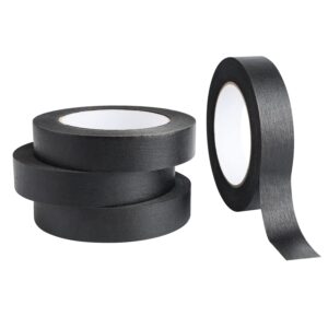 lichamp 4 pack black painters tape 1 inch, black masking tape 1 inch x 55 yards x 4 rolls (220 total yards)