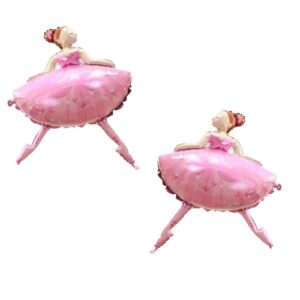 2pcs pink ballet dancing girl foil balloon aluminum foil mylar helium party balloon for birthday party decoration wedding baby shower ballet dancing themed party