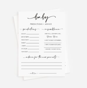 50 large baby predictions and advice - minimalist - baby shower game, new mom & dad card or mommy & daddy to be, girl or boy babies new parent message advice book, fun gender neutral party (50-cards)