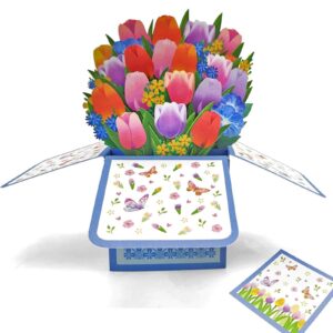 banzk pop up cards, paper flower bouquet 3d popup greeting cards, birthday gift card, teacher appreciation cards, best gift with note card and envelope for friends, mom, grandma, women