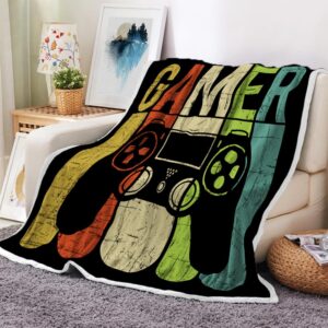 funny gamer blanket for men kids boys teens, video game fuzzy fleece throw blankets for couch sofa bed, gaming soft throw and gamepad blanket decor living room and bed room. (50x60)