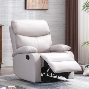 gnmlp2020 manual recliner chairs for adults, pu leather small recliner chair for small space, rv, lazy boy single sofa chairs, beige