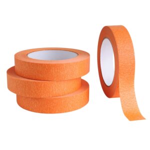 lichamp 4 pack orange painters tape 1 inch, orange masking tape 1 inch x 55 yards x 4 rolls (220 total yards)