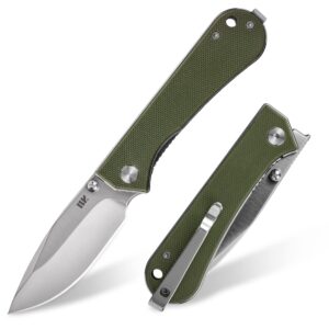 nuknives s13 kumpanter small folding pocket knife - 3 inch d2 folding knife and g10 edc pocket knife with clip - pocket knives & folding knives for men and women - od green