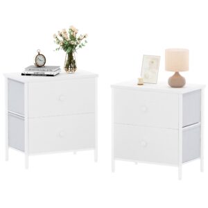 boluo white nightstands set of 2 - nightstand and dresser sets night stand dresser for bedroom end table with fabric drawers organizer modern