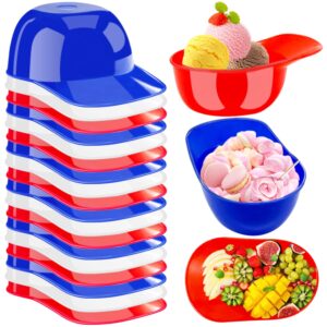 szsrcywd 24 pack plastic baseball helmet bowl,mini ice cream dessert baseball cap bowls,party snack cups for birthday party supplies(red blue and white)