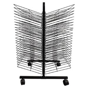 mobile wire drying rack art work and paint double sided 25 layers drying rack with 50 shelves for classrooms, art studio, 17.7 x 26 x 32.3 inches, black