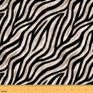 zebra skin pattern fabric by the yard for chairs african wild animal upholstery fabric for arts diy black and white stripes decorative waterproof outdoor fabric(no real fur),1 yard