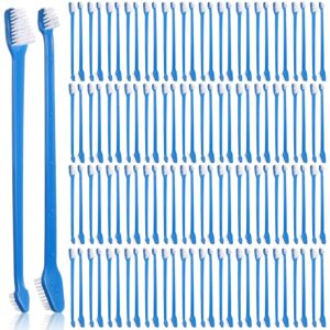 gerrii 200 pcs dog toothbrush double headed dog pet toothbrush long handle dog tooth brushing kit soft bristles pet toothbrush for dogs cat and most pets teeth cleaning dental oral(blue)