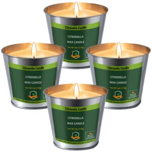 arhalulu citronella candles outdoor, 6 oz pack of 4 128 hours burning, citronella candles set outside for party hiking camping patio bbq deck lanai garden yard home balcony