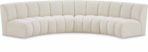 meridian furniture 643cream-4pc infinity collection modern | contemporary upholstered 4pc modular sectional with luxurious deep channel tufting, cream, 148" w x 59" d x 32.5" h