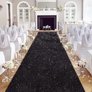 black carpet runner for prom black sequin aisle runner for party 2ft x 15ft glitter event walkway decorations