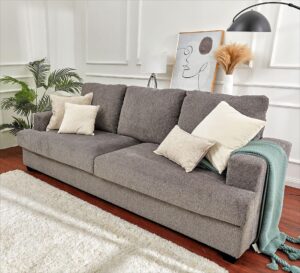 papajet sofa, deep seat sofa-contemporary bouclé sofa couch, 3 seater sofa for living room-oversized sofa, off-white comfy sofa