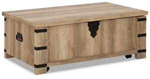 signature design by ashley calaboro casual lift-top rustic coffee table, light brown & black