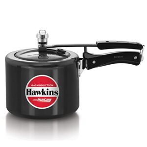 hawkins 3 litre instaa pressure cooker, induction inner lid cooker, tall body hard anodised cooker, best black cooker, black (iih3t)