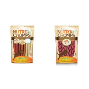 nutri chomps dog chews, 5-inch twists and 6-inch braids, easy to digest, rawhide-free dog treats