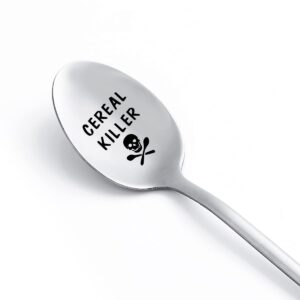 gifts for dad laser engraved cereal killer spoon scoop, real deal for cereal lover, dad christmas gifts for dad men funny engraved stainless steel spoon shovel