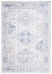 safavieh bayside collection area rug - 8' x 10', grey & blue, shabby chic design, non-shedding & easy care, machine washable ideal for high traffic areas in living room, bedroom (bay116f)