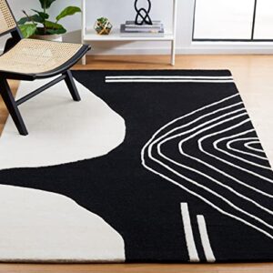 safavieh rodeo drive collection accent rug - 4' x 6', black & ivory, handmade mid-century modern abstract wool, ideal for high traffic areas in entryway, living room, bedroom (rd860z)