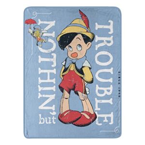 northwest disney's pinocchio micro raschel throw blanket, 46" x 60", trouble