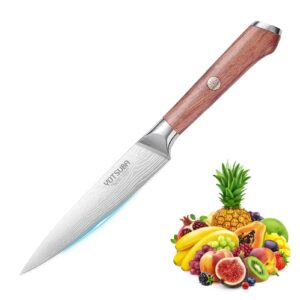 yotsuba utility knife,5" petty kitchen knife, forged high carbon german steel full tang & razor sharp ergonomic handle design