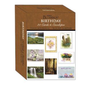 shared blessings 24 birthday cards - king james version scripture - religious boxed birthday cards assortment - christian birthday cards with envelopes - birthday blessings greeting cards