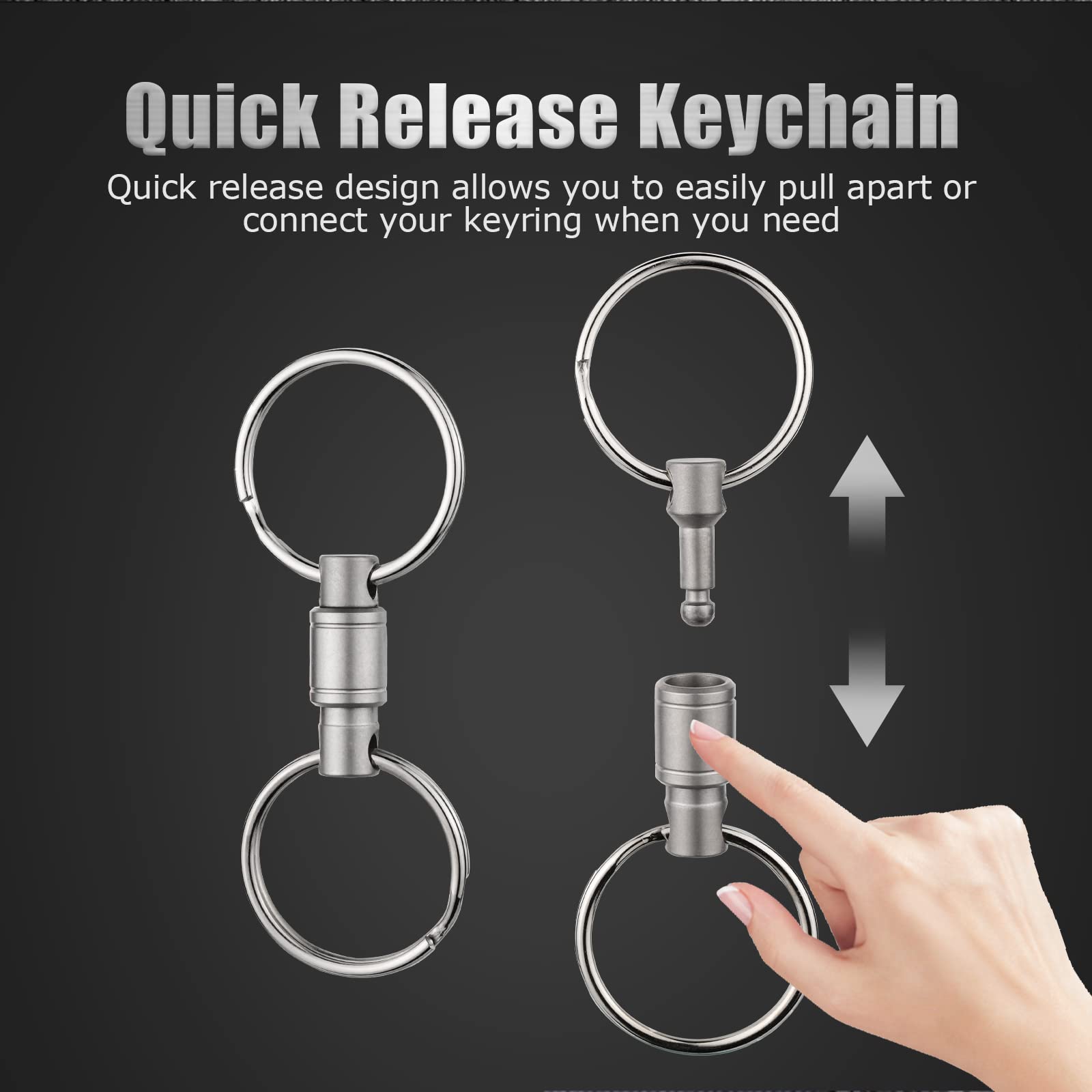 Titanium Quick Release Keychain, Detachable Key Ring Heavy Duty Swivel Key Holder with 2 Stainless Steel Key Rings UIInosoo for Double-End Pull Apart Keys Easily