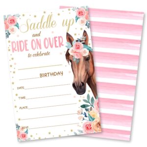 grace yonks horse birthday invitation, horse party invitation, 20 invitations and envelopes, birthday party invitations, birthday party supplies.(059)