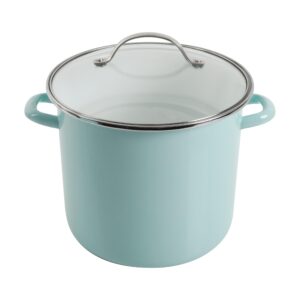 martha stewart thayer 8-quart enamel on steel scratch resistant stock pot w/lid - martha blue